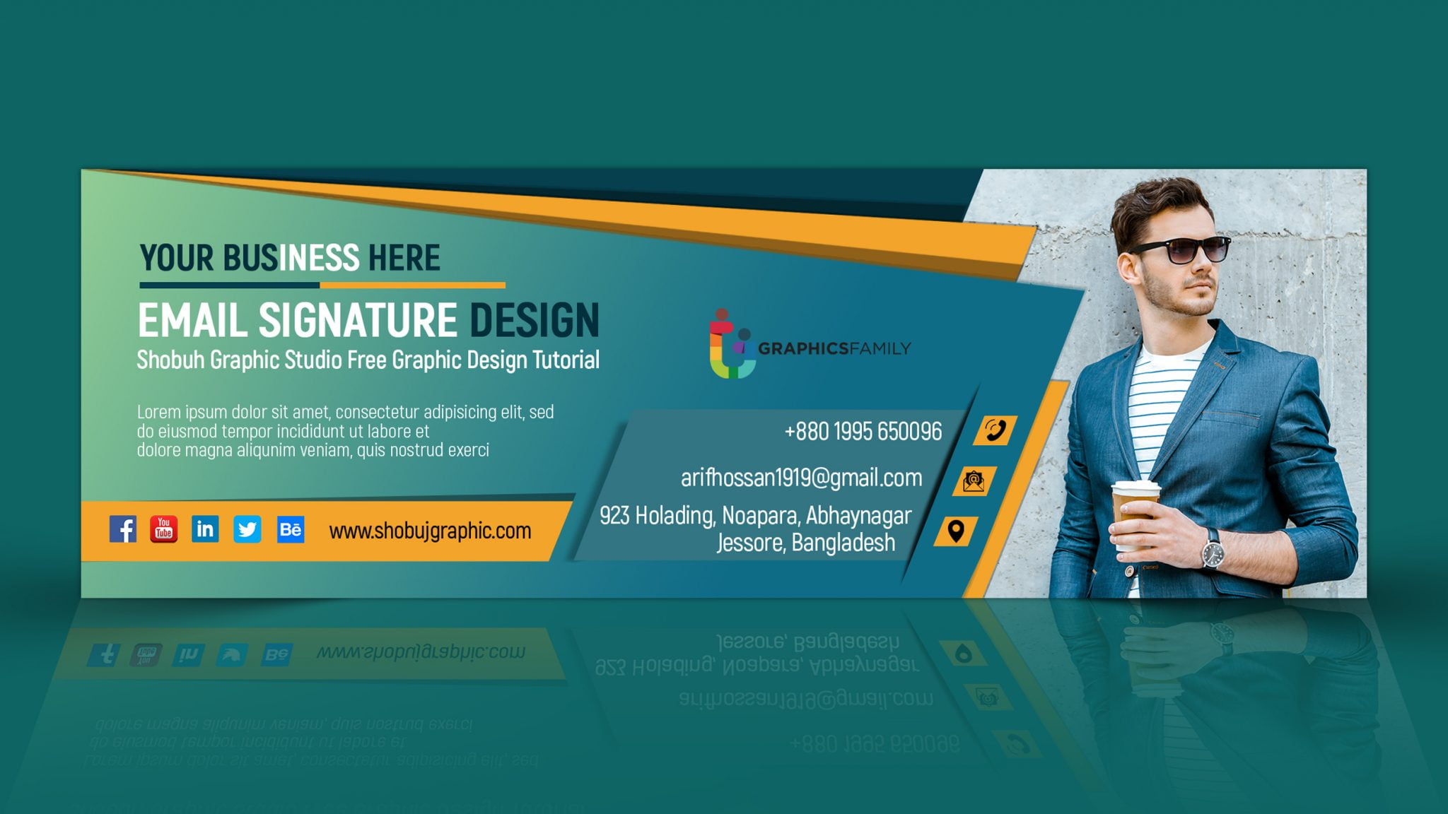 Abstract Email Signature Design Free PSD – GraphicsFamily