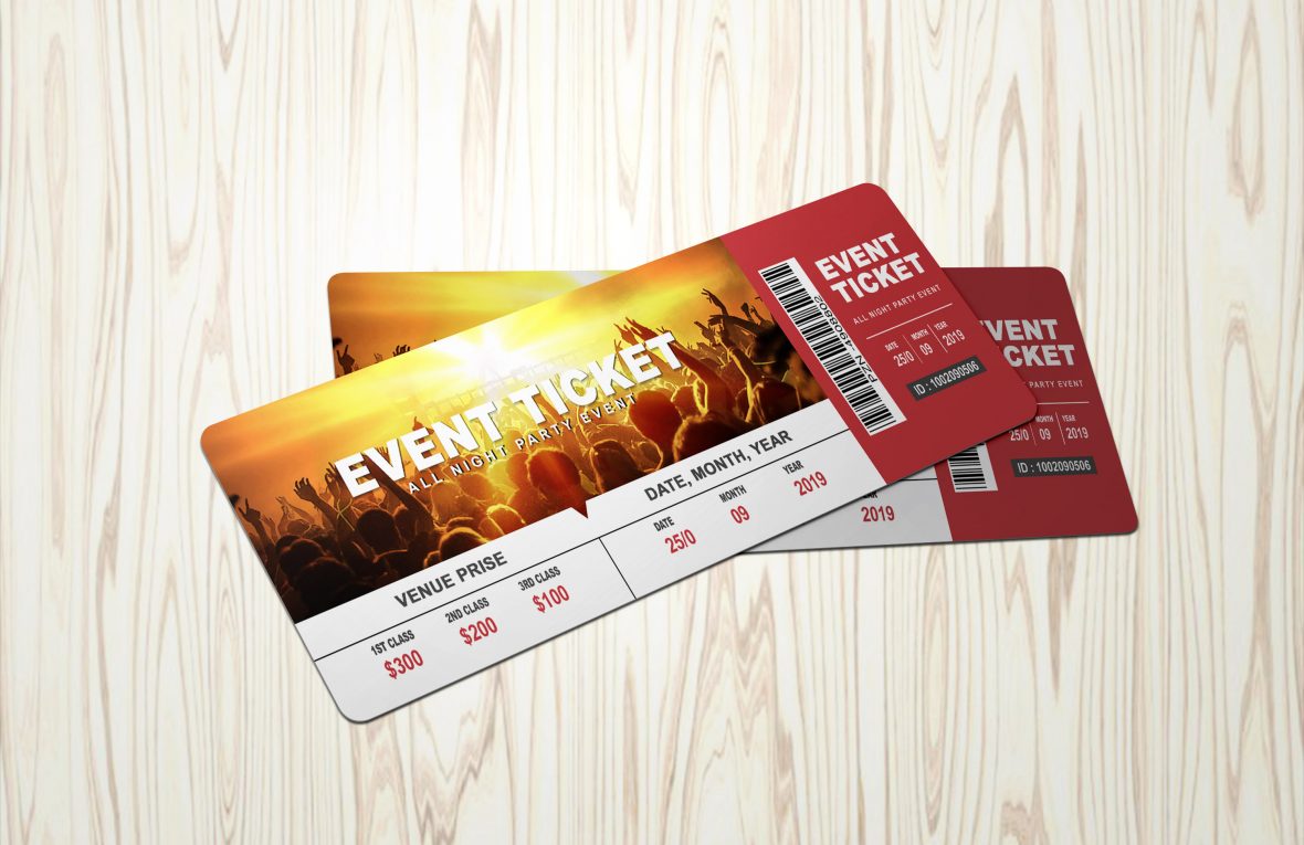 Musical DJ Party event ticket design template – GraphicsFamily
