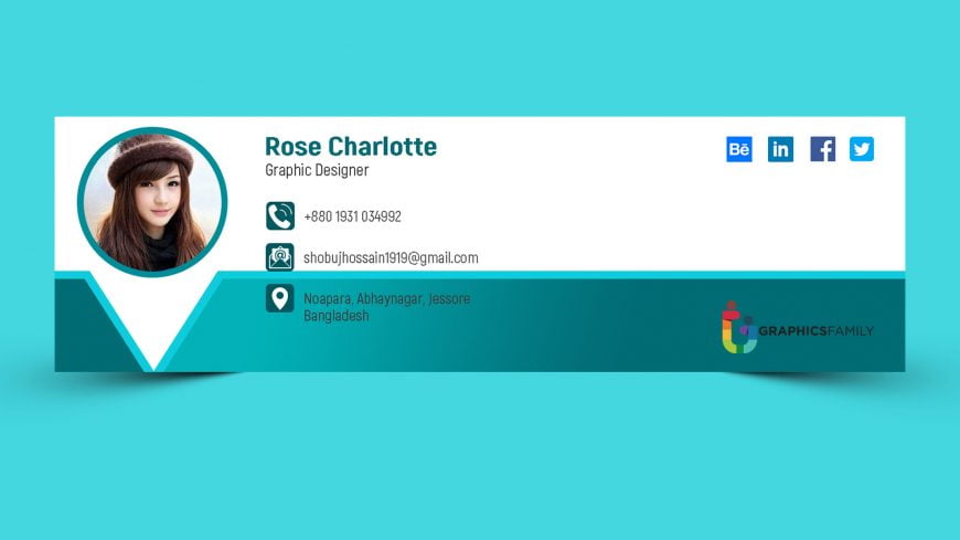 Creative Email Signature In Flat Style Free Template – GraphicsFamily