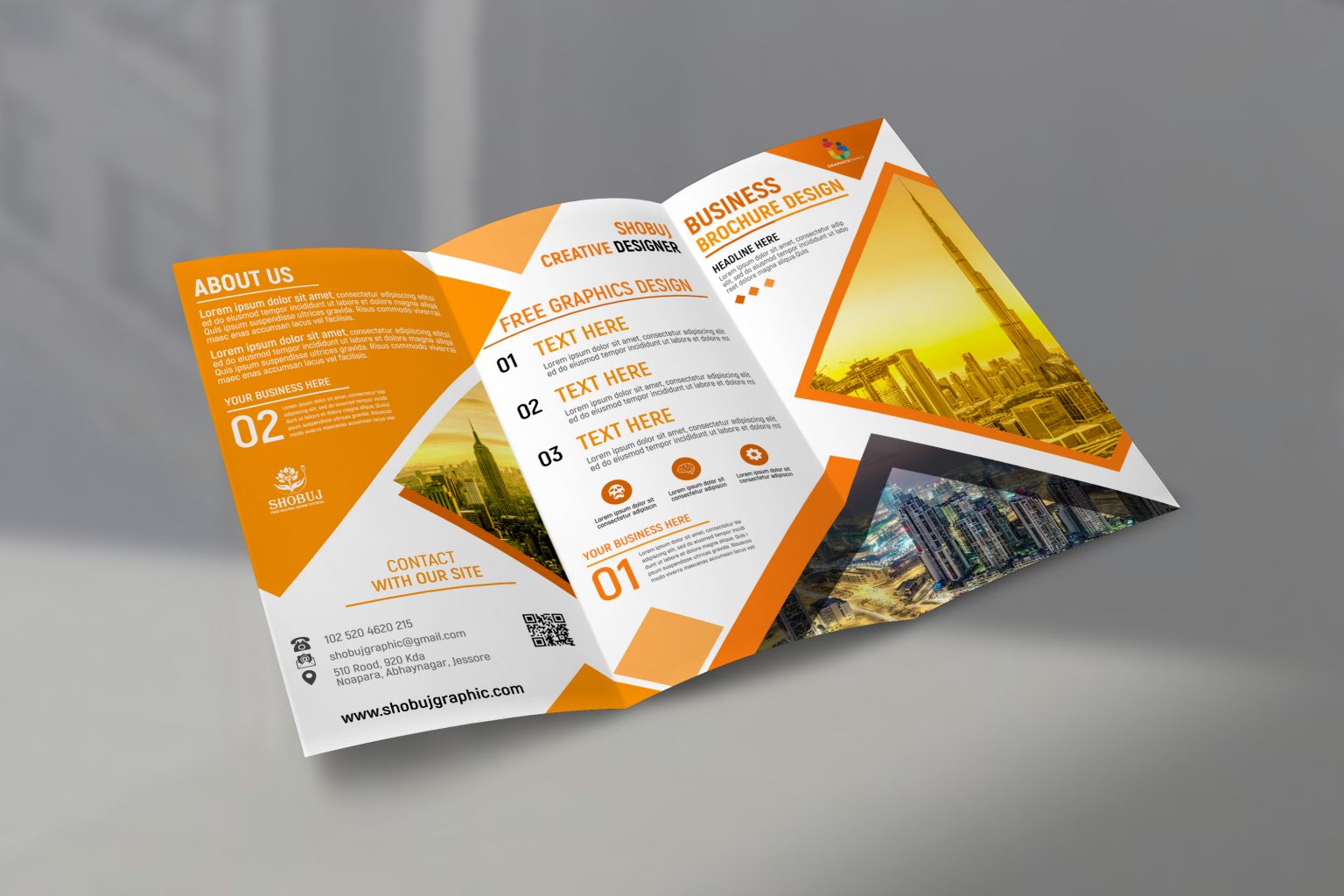 Business Trifold Brochure Design Free PSD – GraphicsFamily