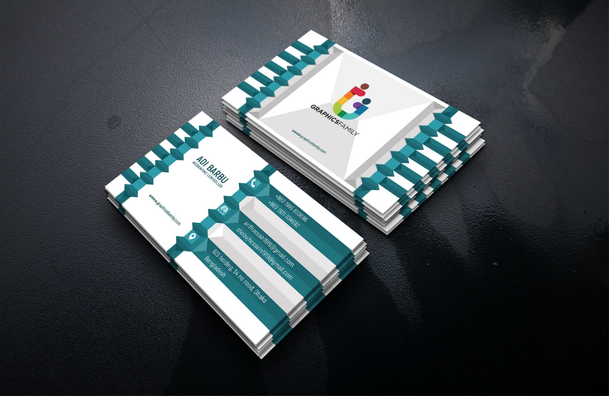 Accounting Controller Business Card design Template Free PSD ...