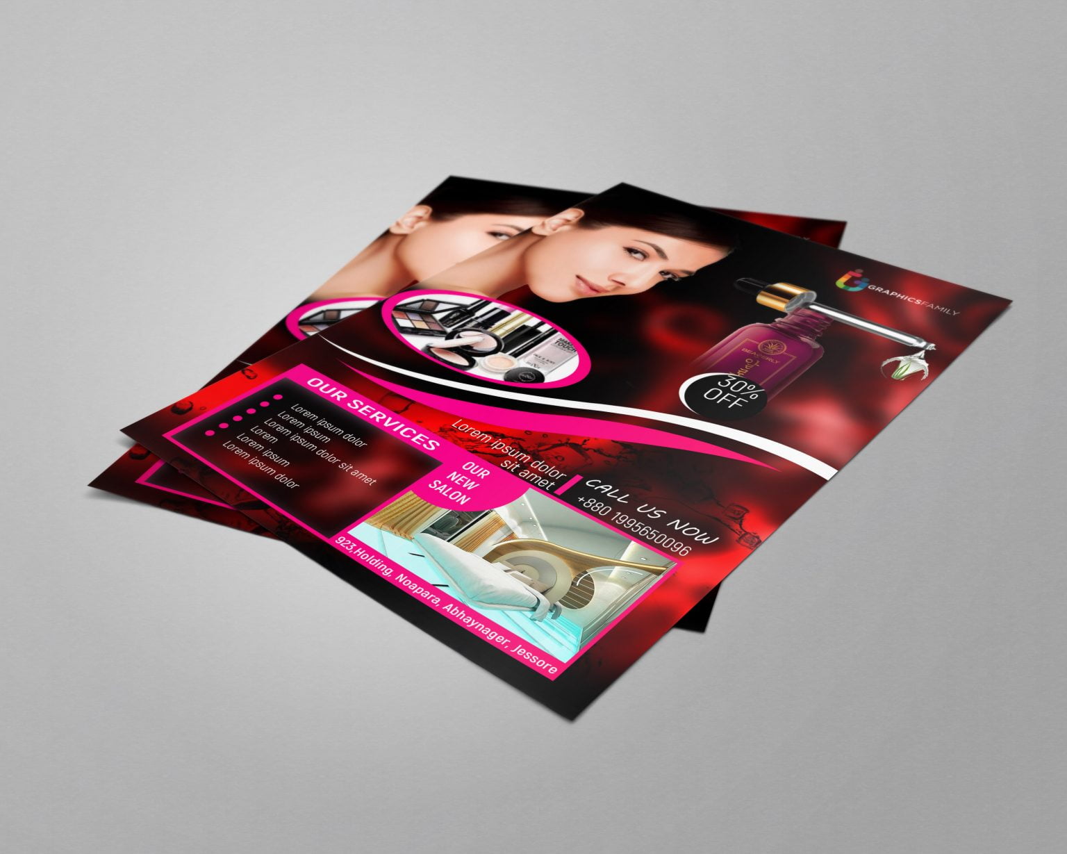 Modern Beauty Parlor Flyer Design Template – GraphicsFamily
