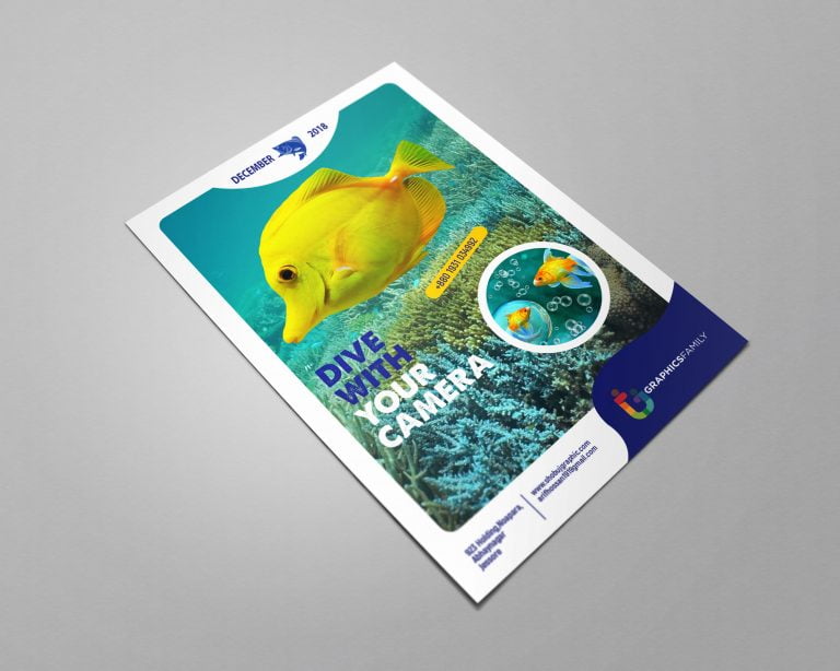 Creative Fishing Flyer Design Template Free psd – GraphicsFamily