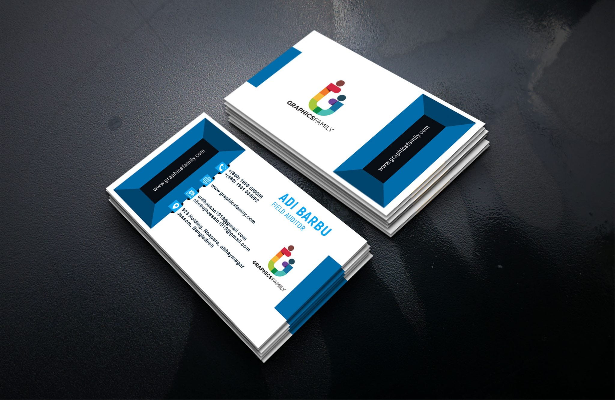 Field Auditor Business Card Design Template Free psd – GraphicsFamily