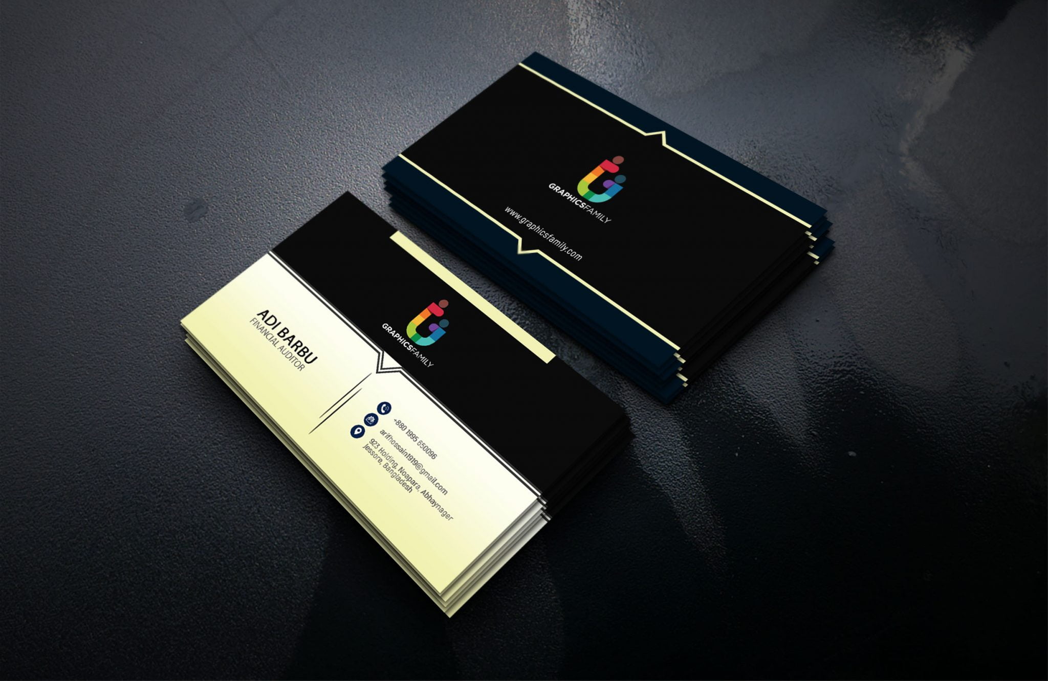 Finance Auditor Business Card Template Free psd – GraphicsFamily