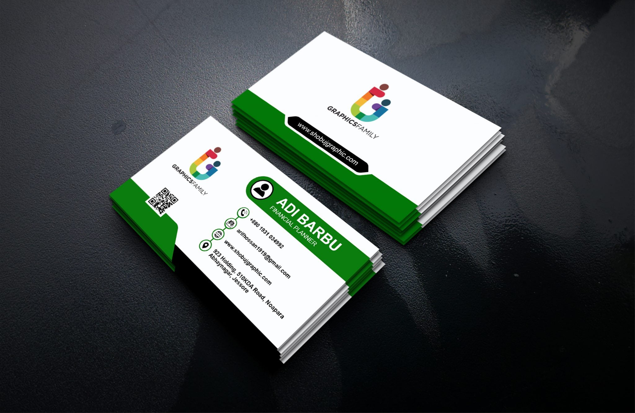 Financial Planner Business Card Design Template PSD – GraphicsFamily
