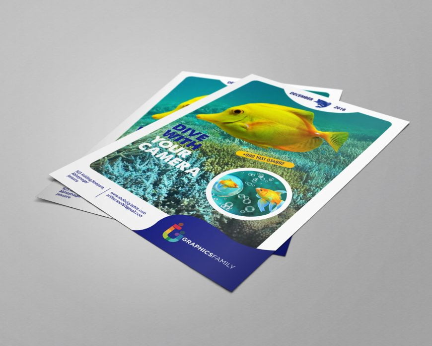 Creative Fishing Flyer Design Template Free psd – GraphicsFamily