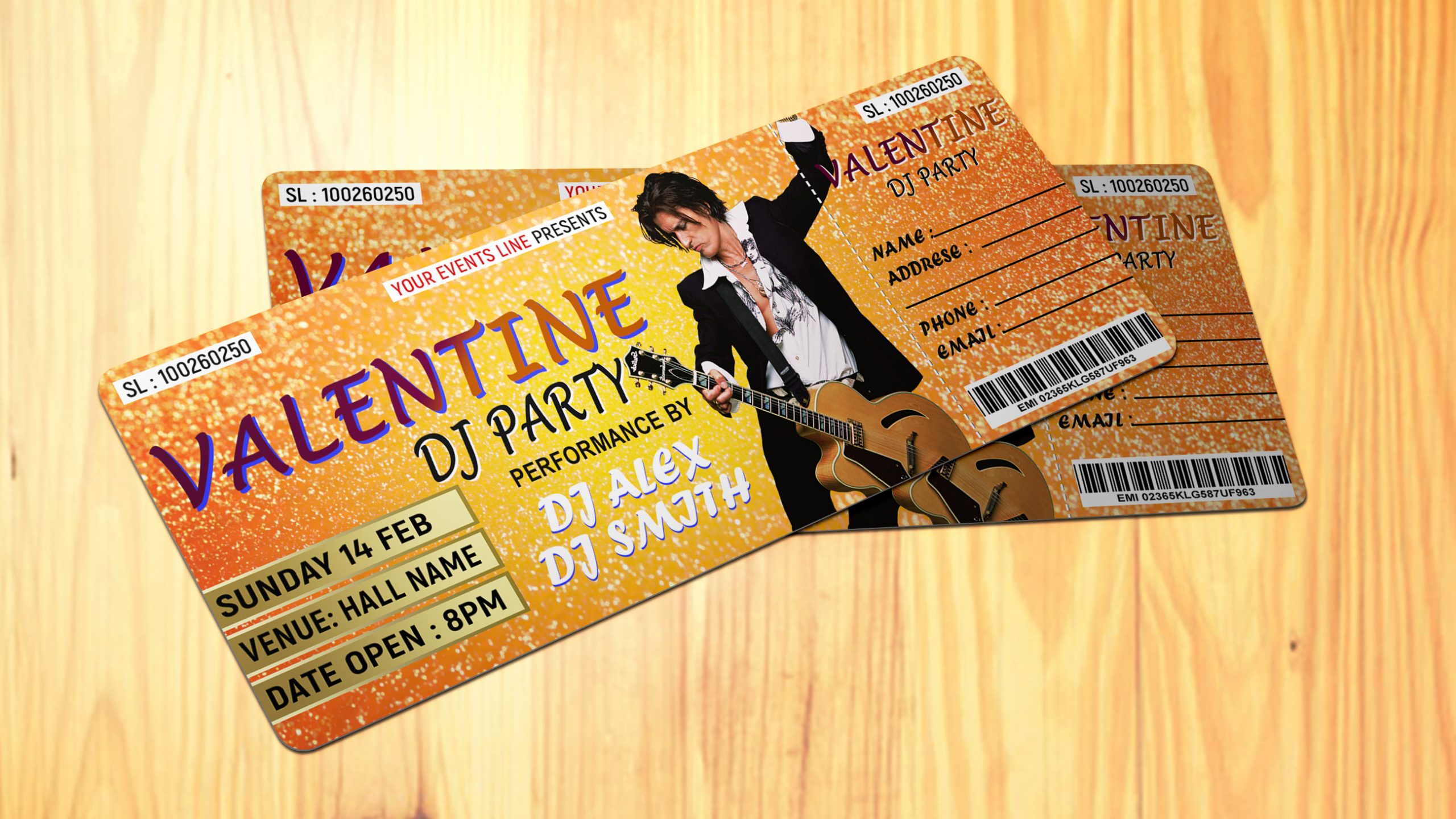 Musical Event Ticket Design Free Template PSD GraphicsFamily