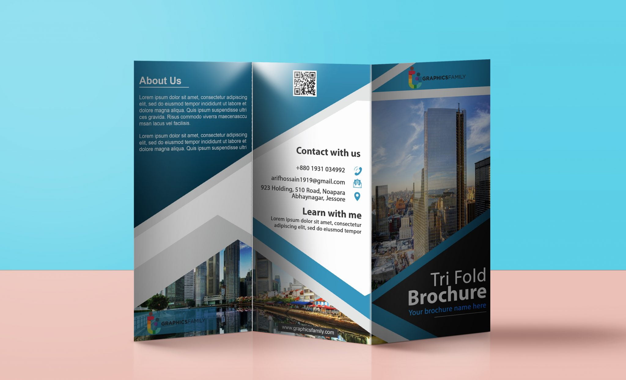 Modern Tri-Fold Brochure Design Template with Flat Style – GraphicsFamily