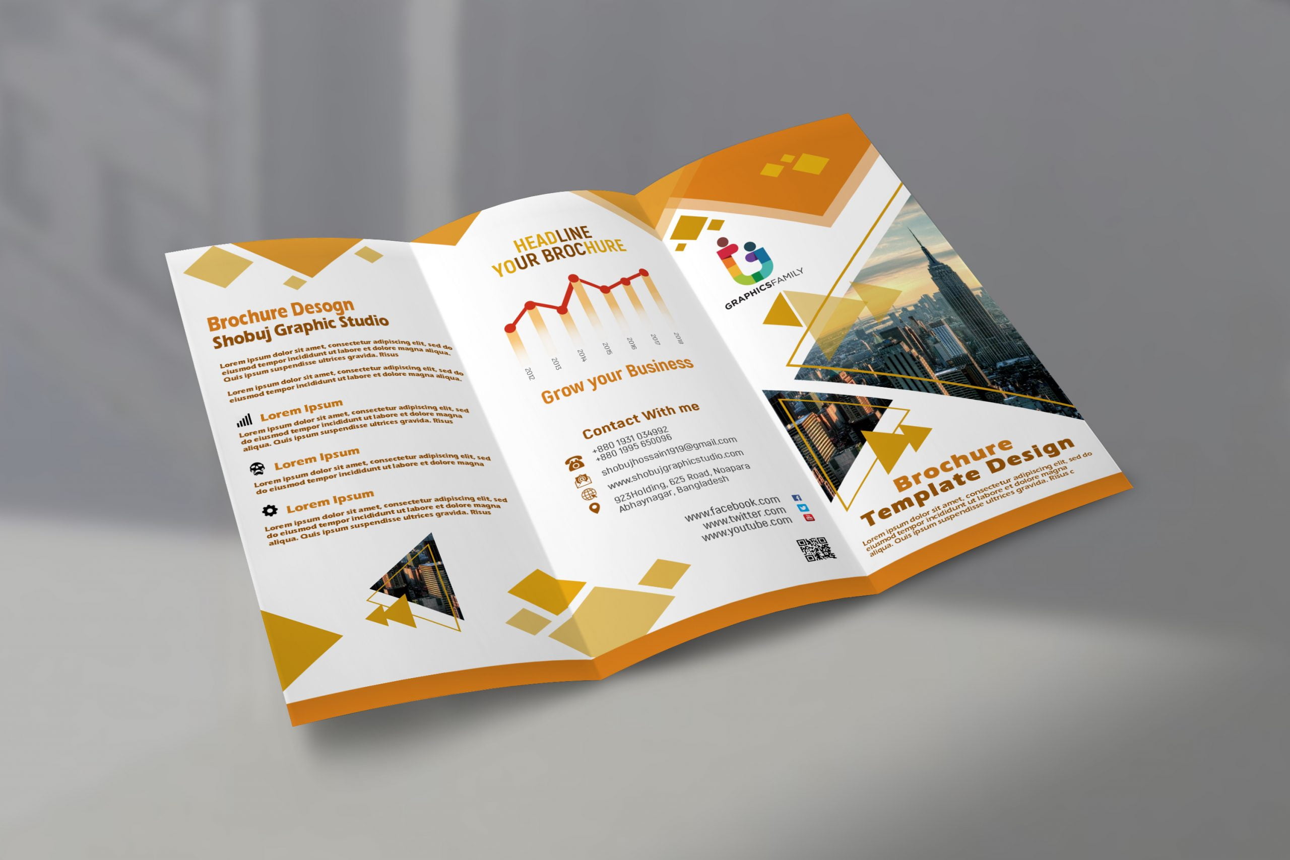Modern Tri Fold Brochure Design Free PSD GraphicsFamily