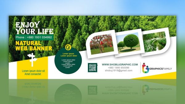 Natural Site Web Banner Design Free Template – GraphicsFamily