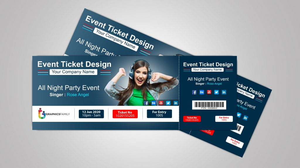 Night Party Event Ticket Design Template Fee PSD – GraphicsFamily