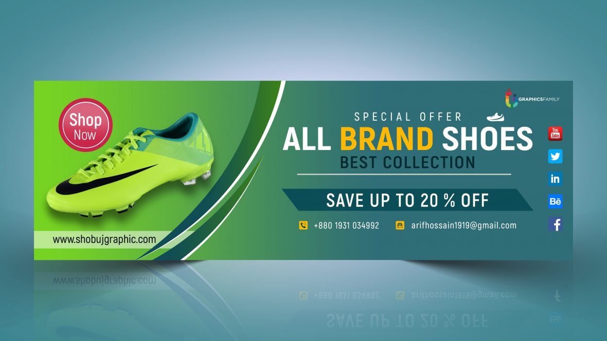 Shoes Advertising Modern Web Banner Design Template Free Psd 