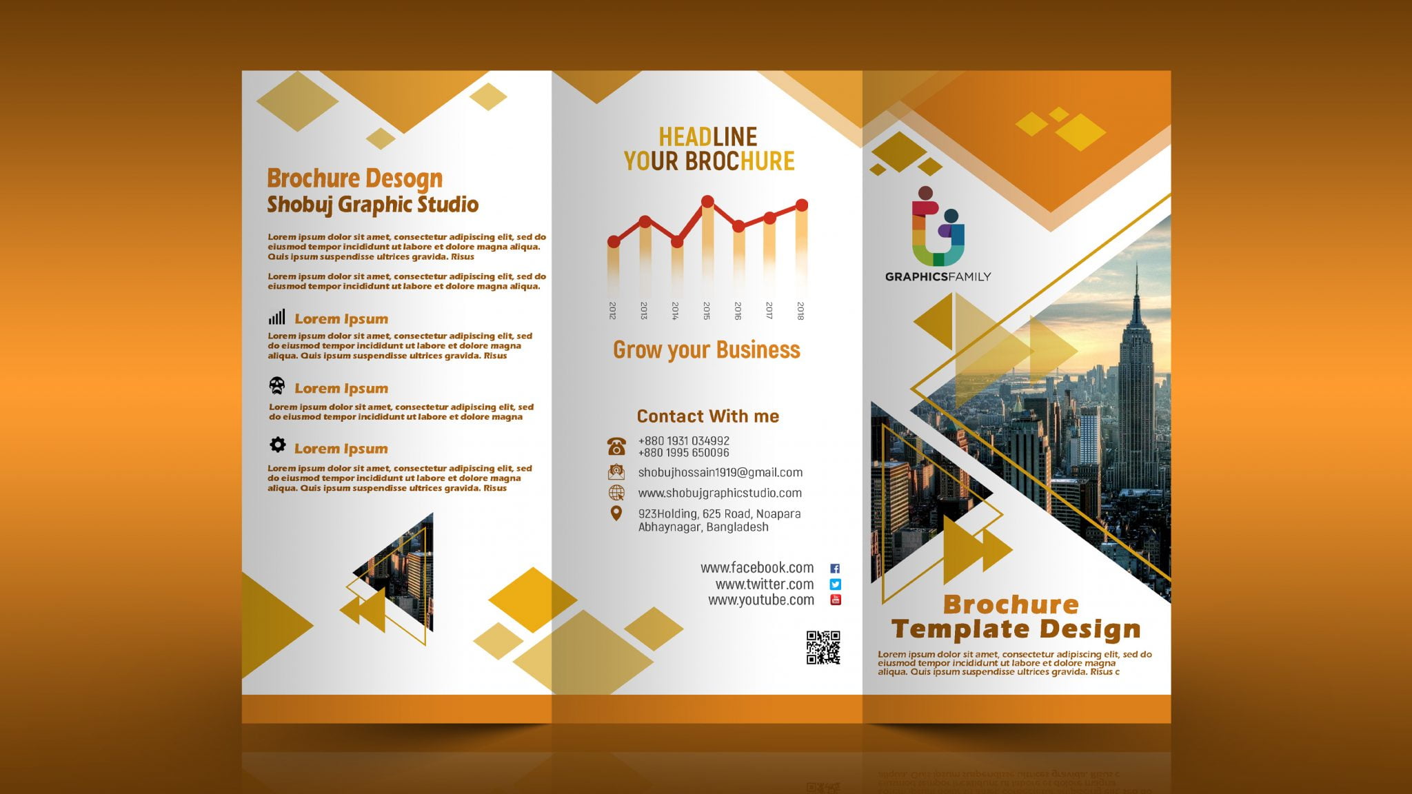 Modern Tri Fold Brochure Design Free PSD GraphicsFamily