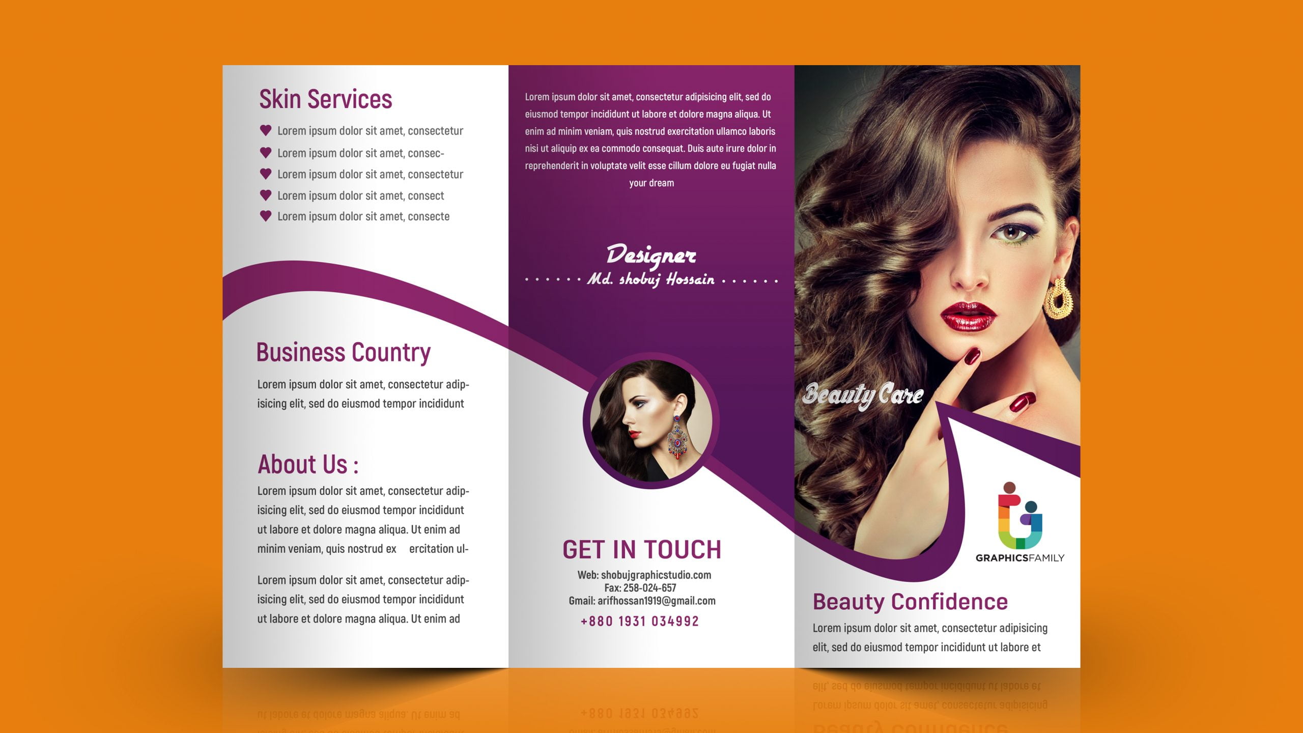 Creative Tri Fold Brochure Design For Beauty Salon Free Psd 