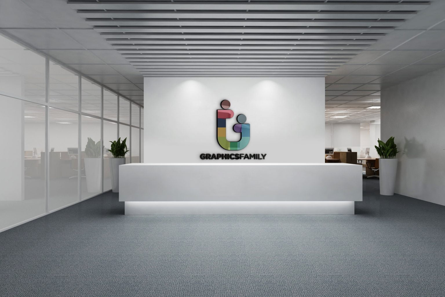 Free Reception 3D Logo Mockup – GraphicsFamily