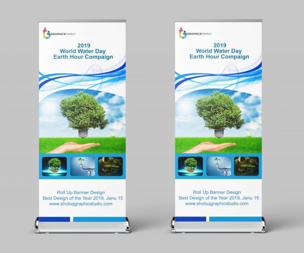 World Water Day Roll Up Banner Design Template – GraphicsFamily