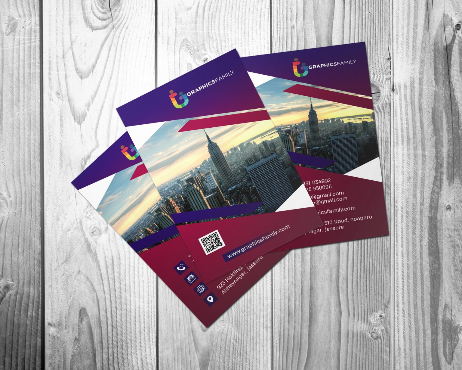 Modern Vertical Business Card Design Free psd Template – GraphicsFamily