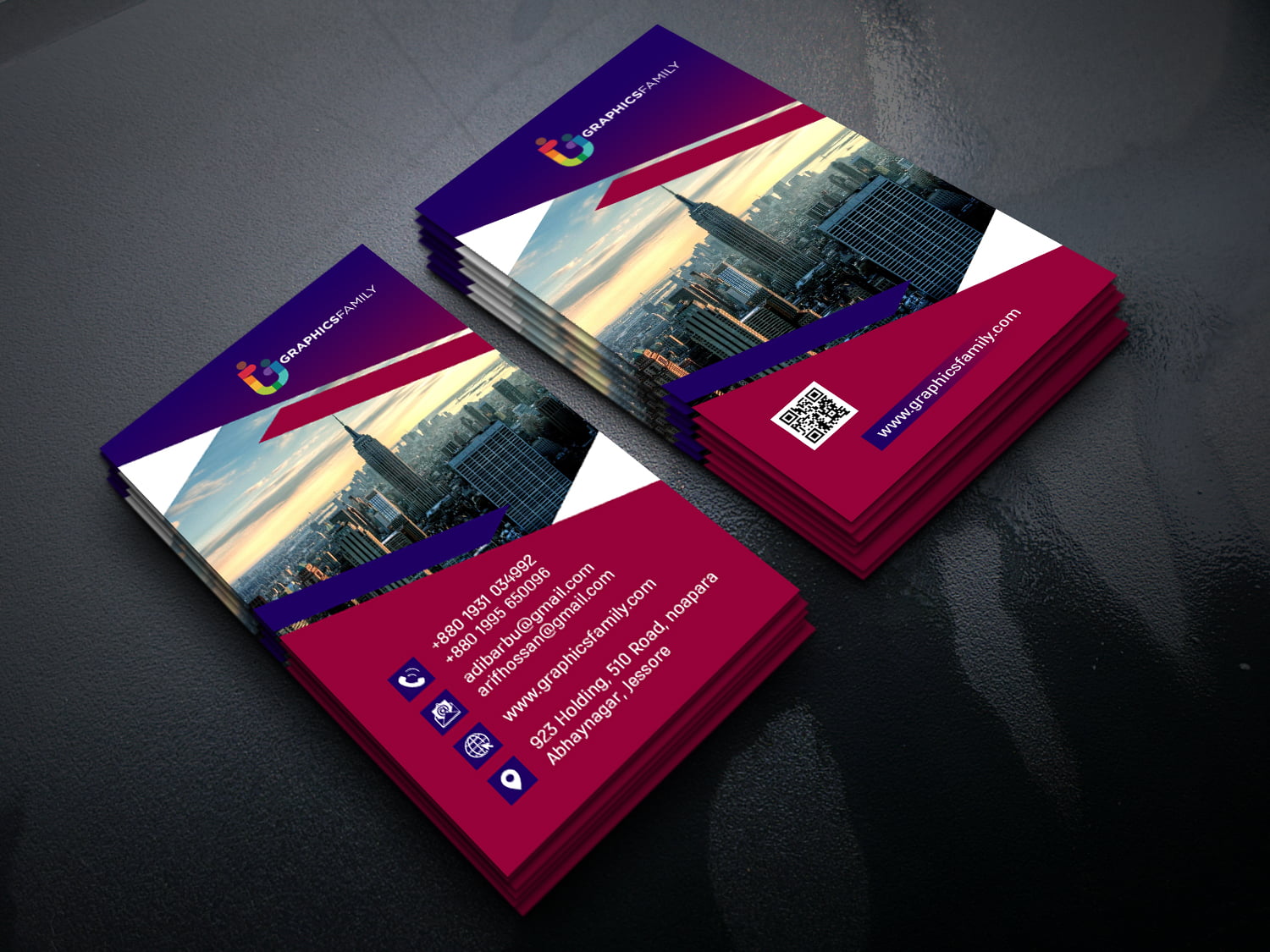 Modern Vertical Business Card Design Free Psd Template GraphicsFamily