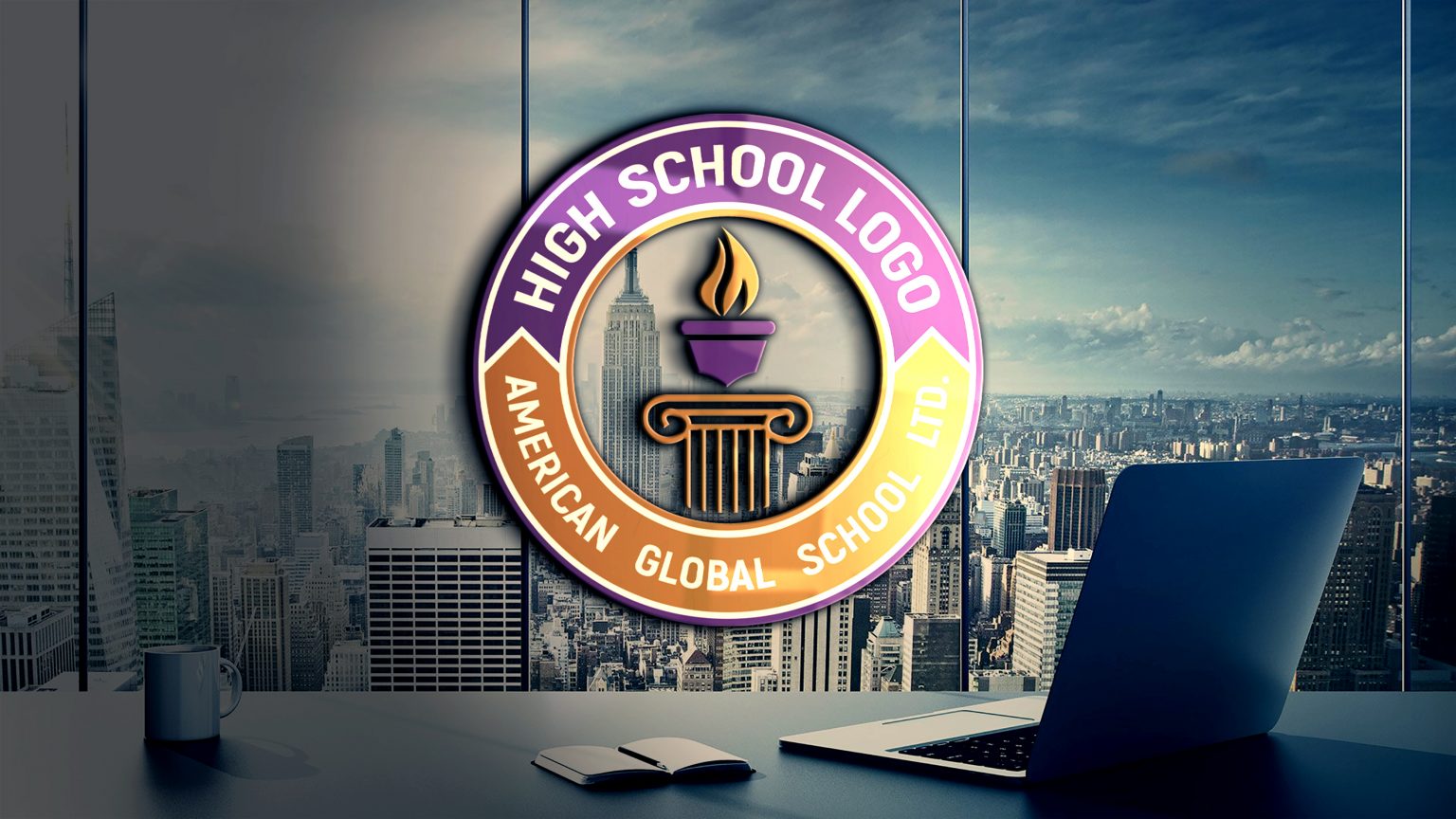 Modern High School Logo Design Free Template – GraphicsFamily