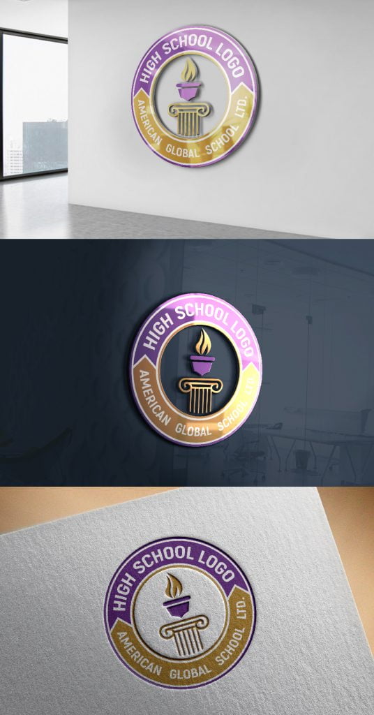 Modern High School Logo Design Free Template – GraphicsFamily