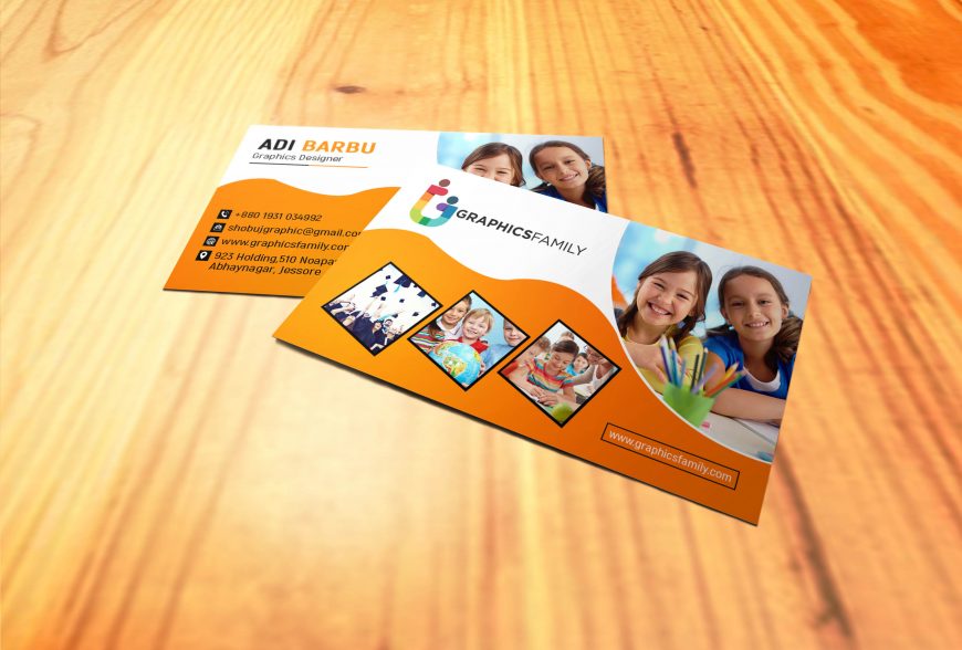 School Business Card Design Free PSD Template – GraphicsFamily