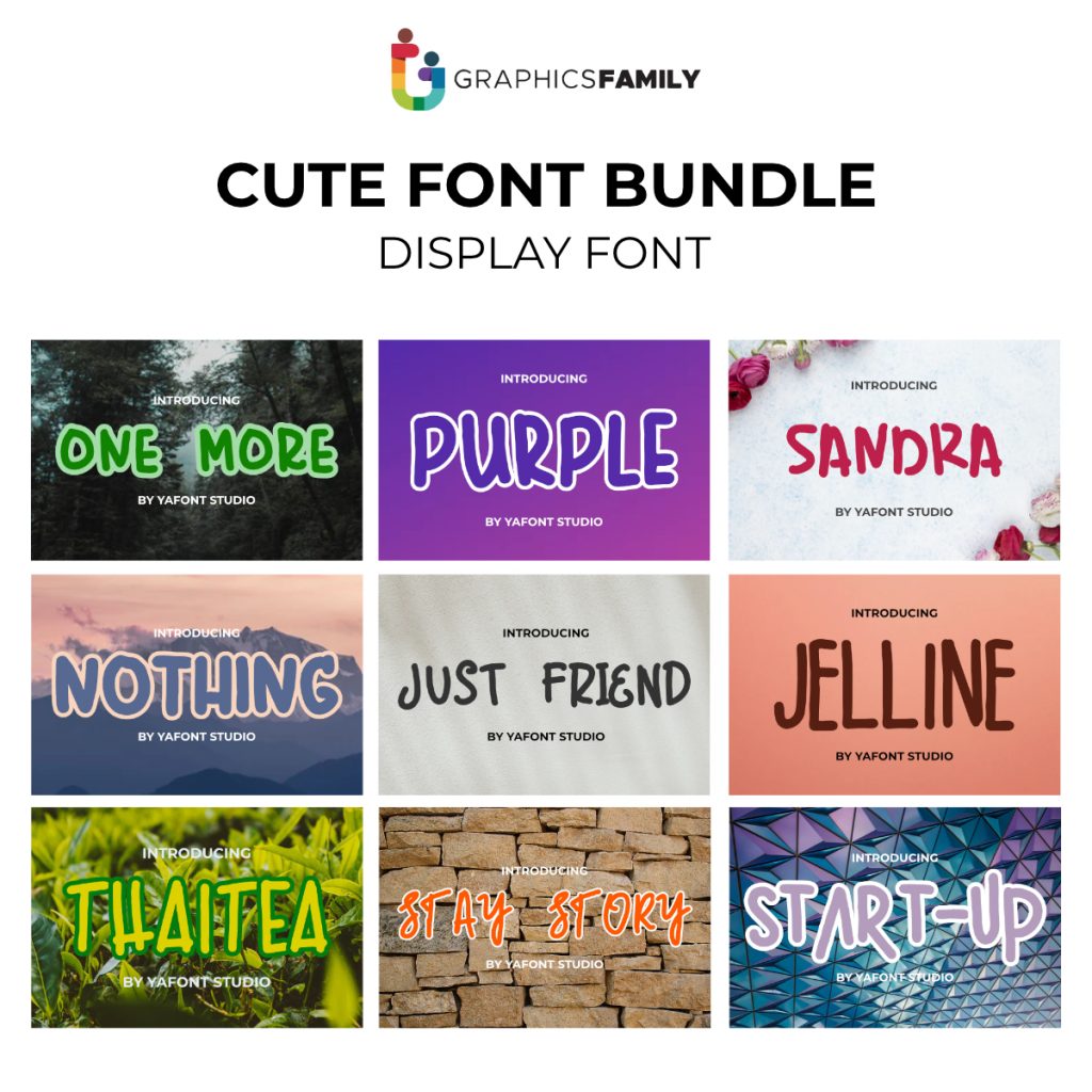 Free Cute Display Font Bundle – GraphicsFamily