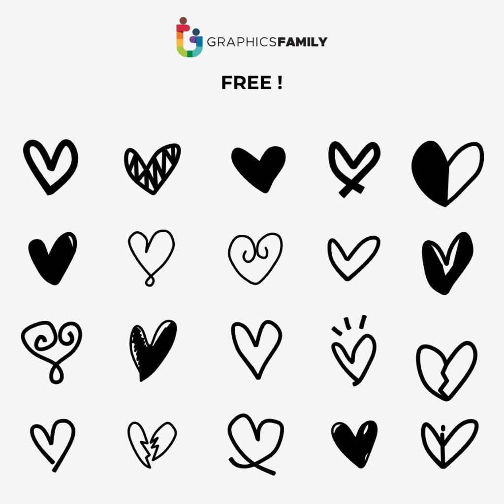 Free Collection of Illustrated Heart Icons – GraphicsFamily