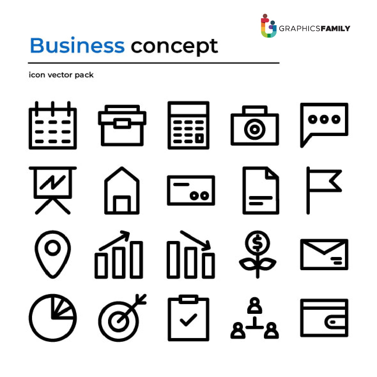 FREE Business Concept Icons Pack – GraphicsFamily
