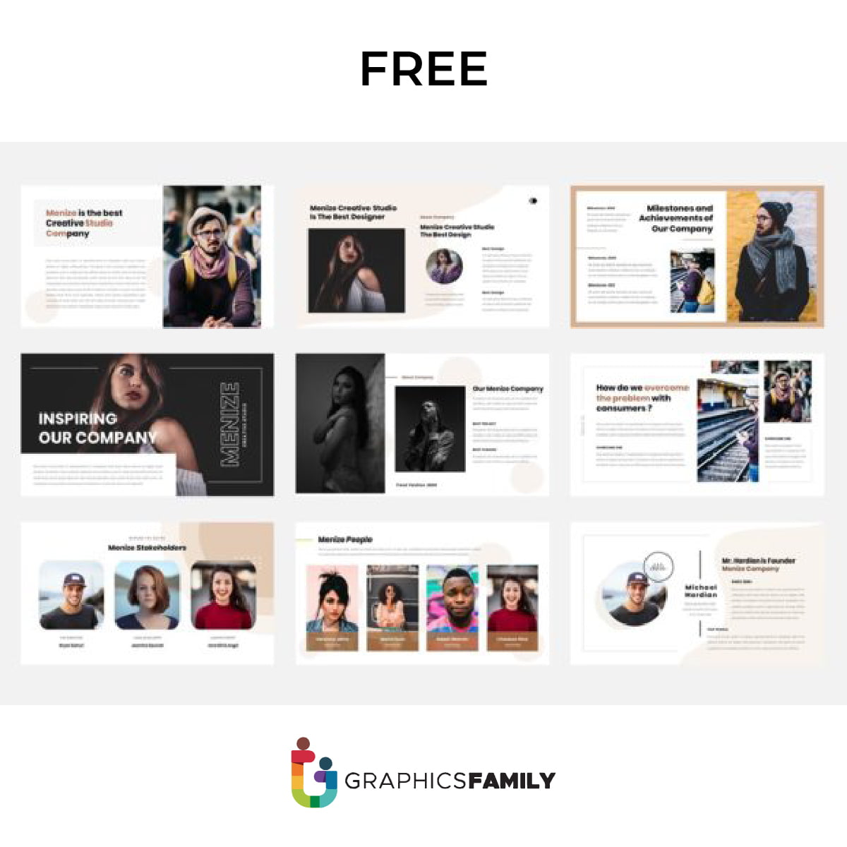 Free Menize Creative Studio Editable PowerPoint Template – GraphicsFamily