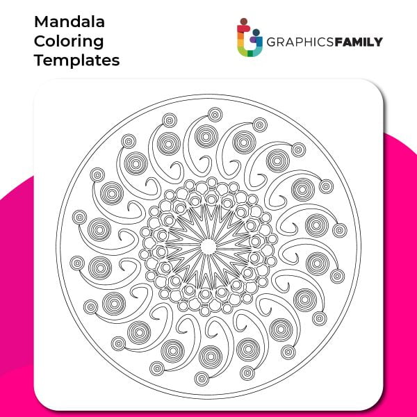 Free Mandala Coloring Template #16 – GraphicsFamily