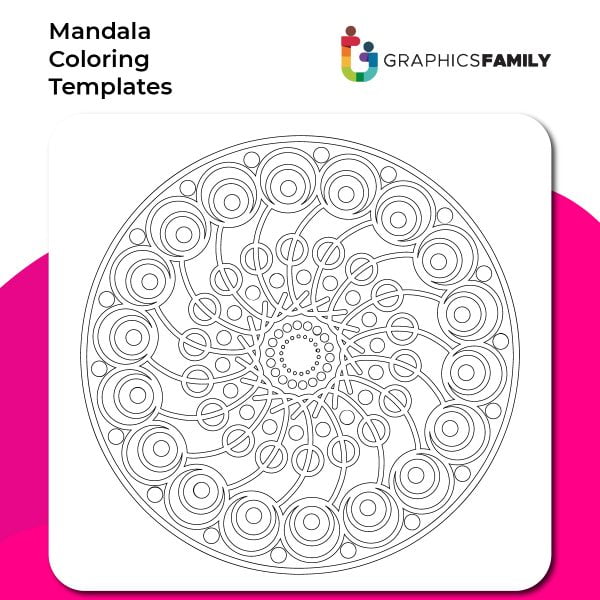 Free Mandala Coloring Template #14 – GraphicsFamily