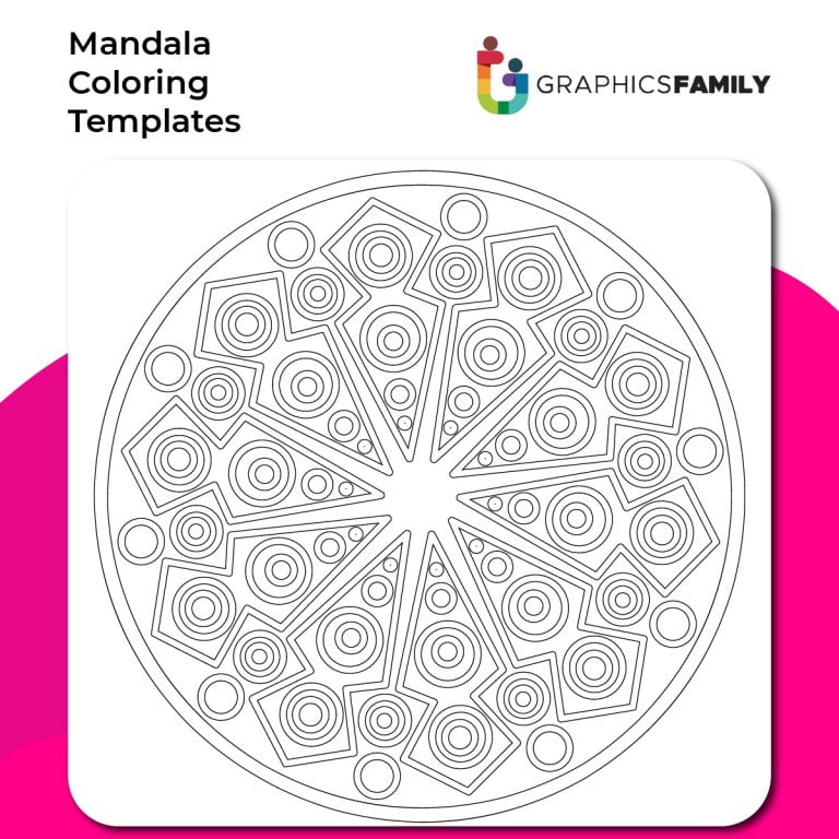 Free Mandala Coloring Template #10 – GraphicsFamily
