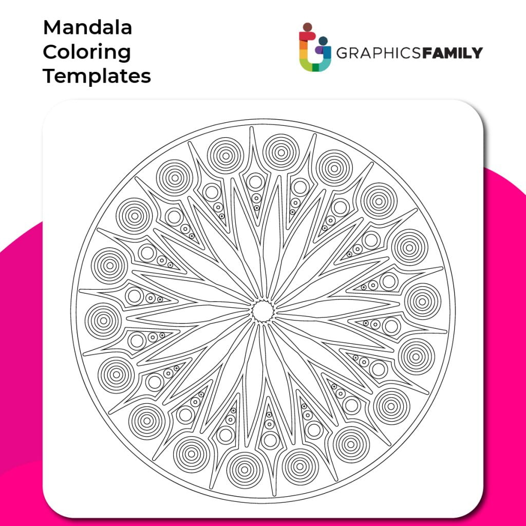 Free Mandala Coloring Template #13 – GraphicsFamily