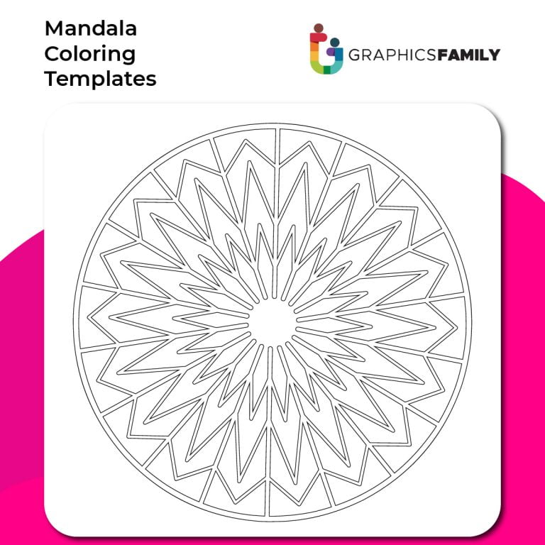 Free Mandala Coloring Template #8 – GraphicsFamily