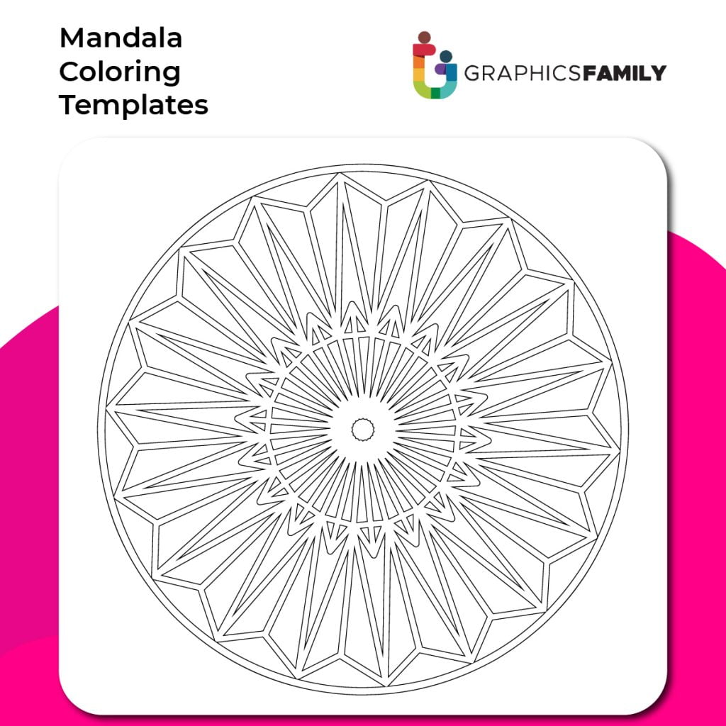 Free Mandala Coloring Template #2 – GraphicsFamily