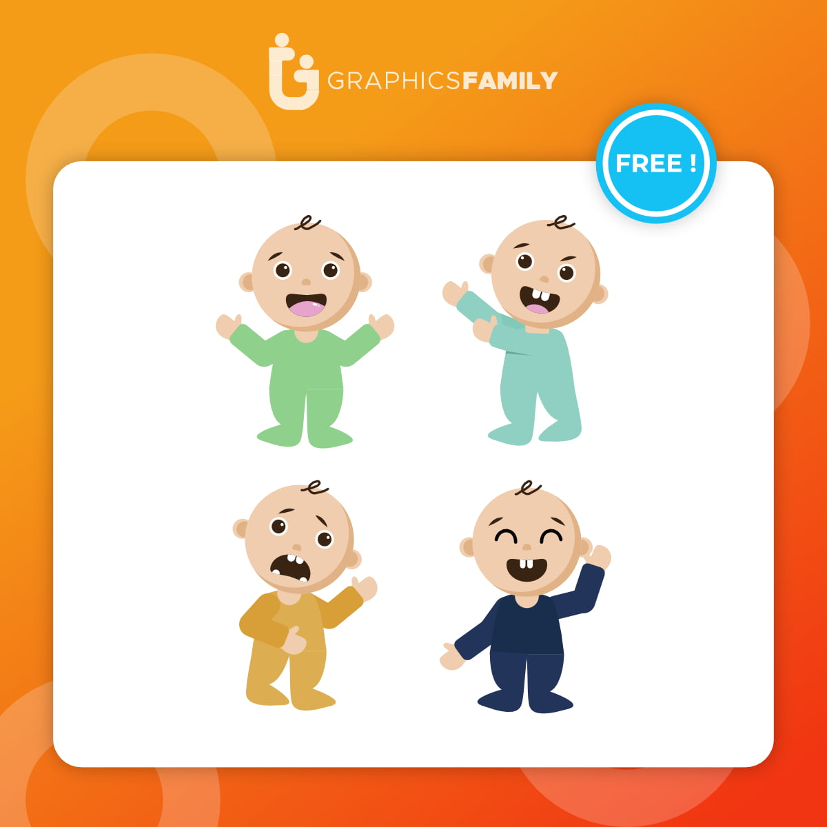 Babies collection in hand drawn style Free Vector – GraphicsFamily