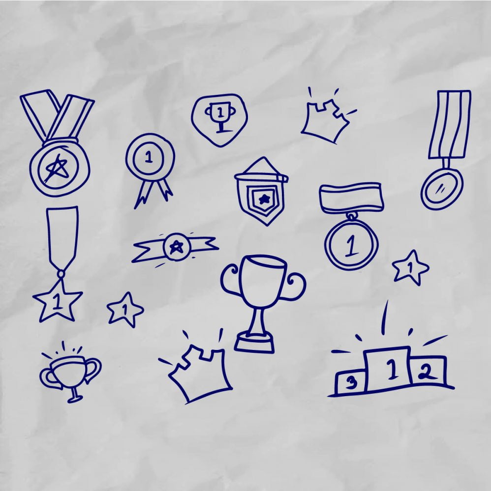 Free First place winner doodles collection vector – GraphicsFamily