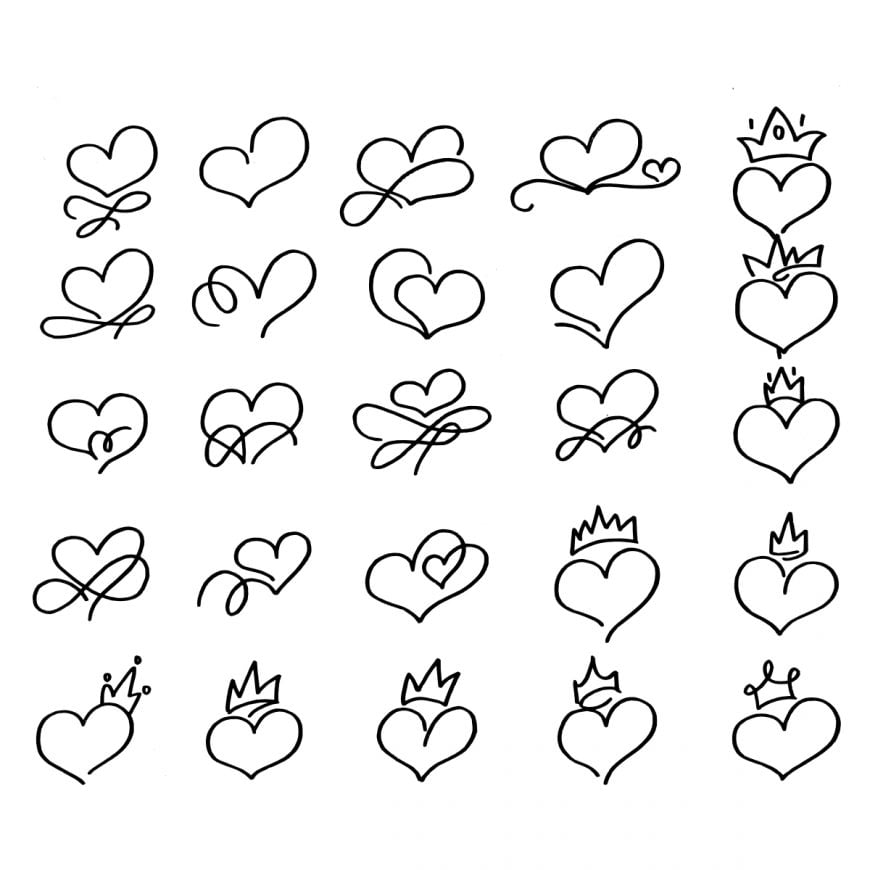 Free Free Hand drawn crowned hearts. Doodle princess, king and queen ...