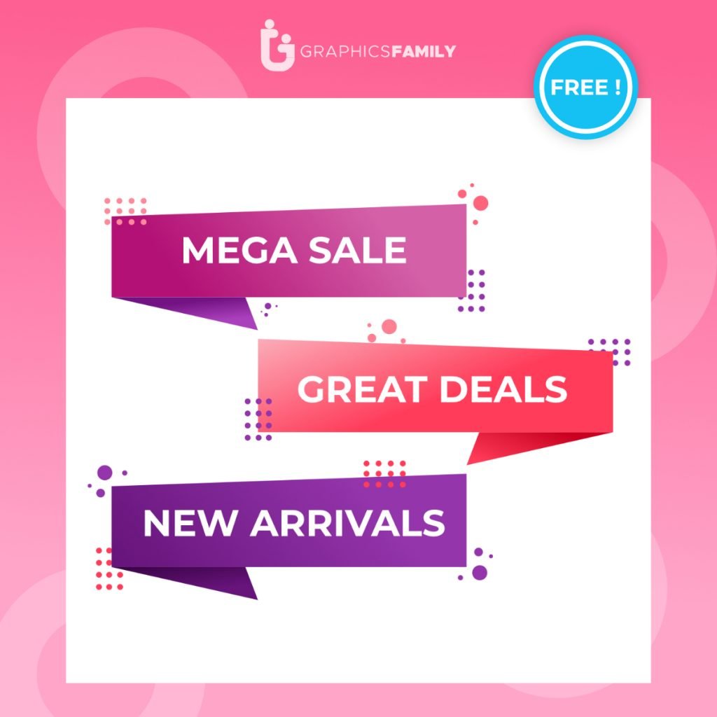 Free Memphis style flat sale and discount banner design – GraphicsFamily