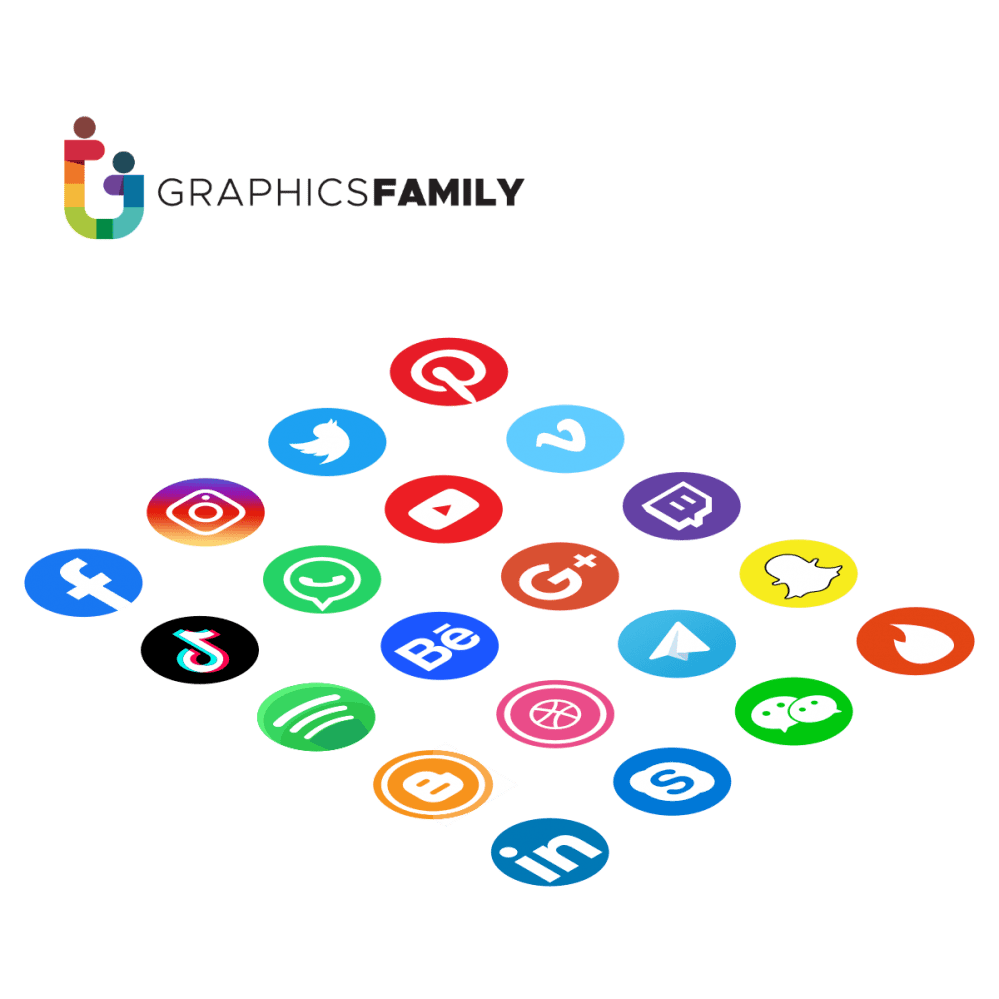 Isometric style social media icons – GraphicsFamily