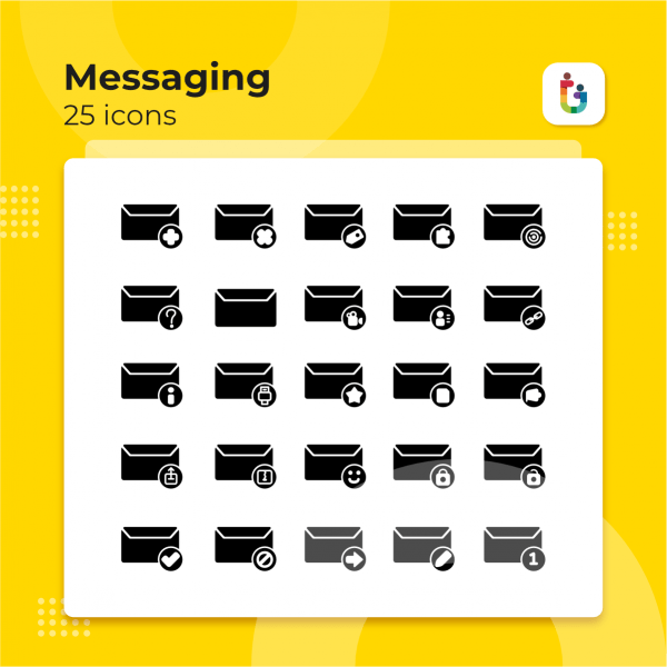 Free Download 25 Messaging Solid Style Icons – GraphicsFamily