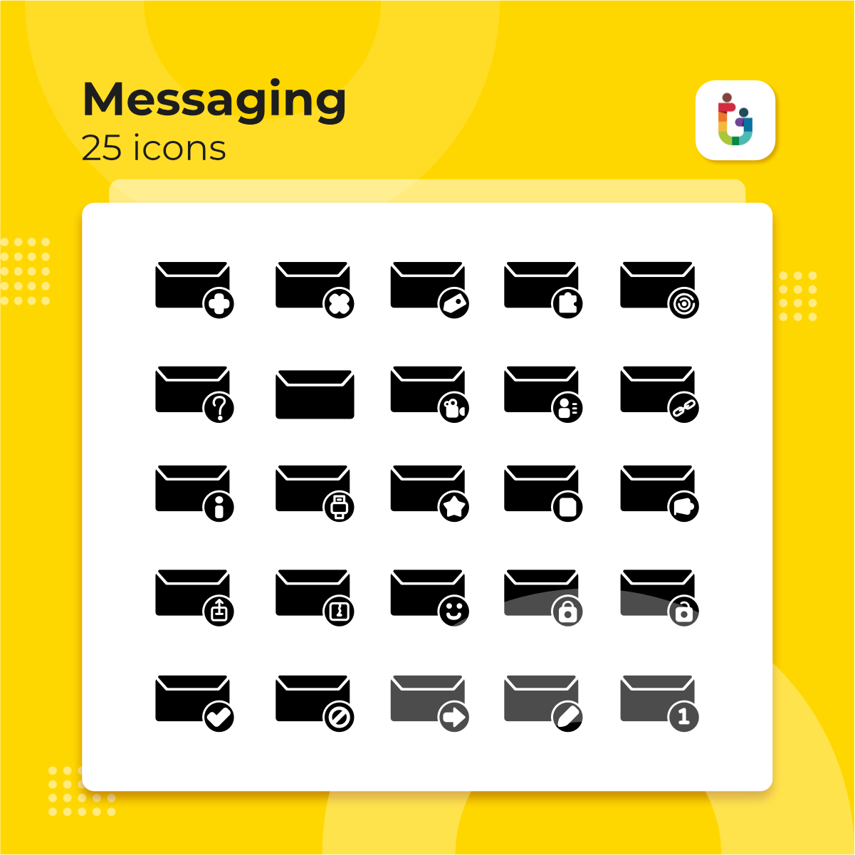 Free Download 25 Messaging Solid Style Icons – GraphicsFamily