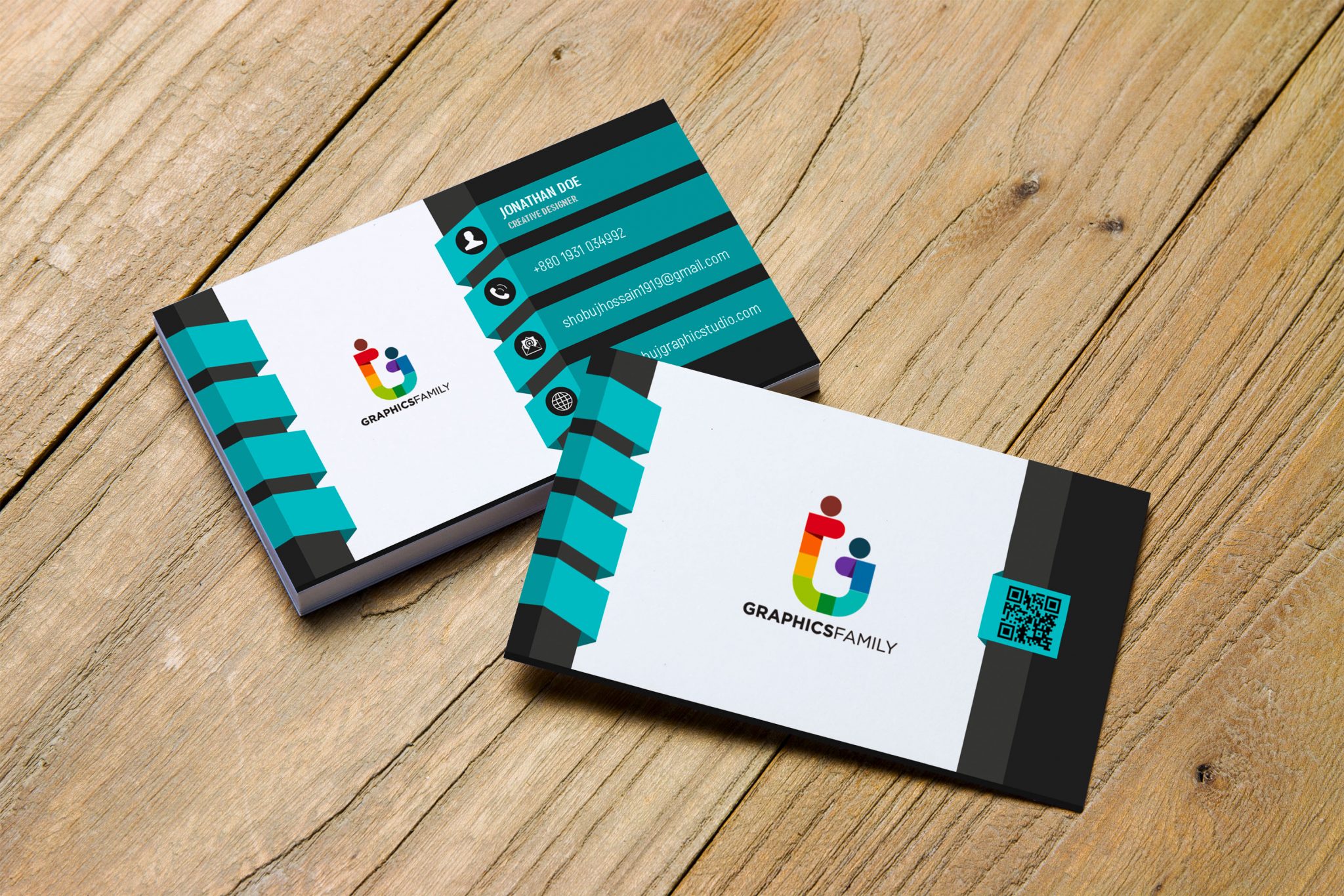 3D Creative Designer Business Card Template GraphicsFamily