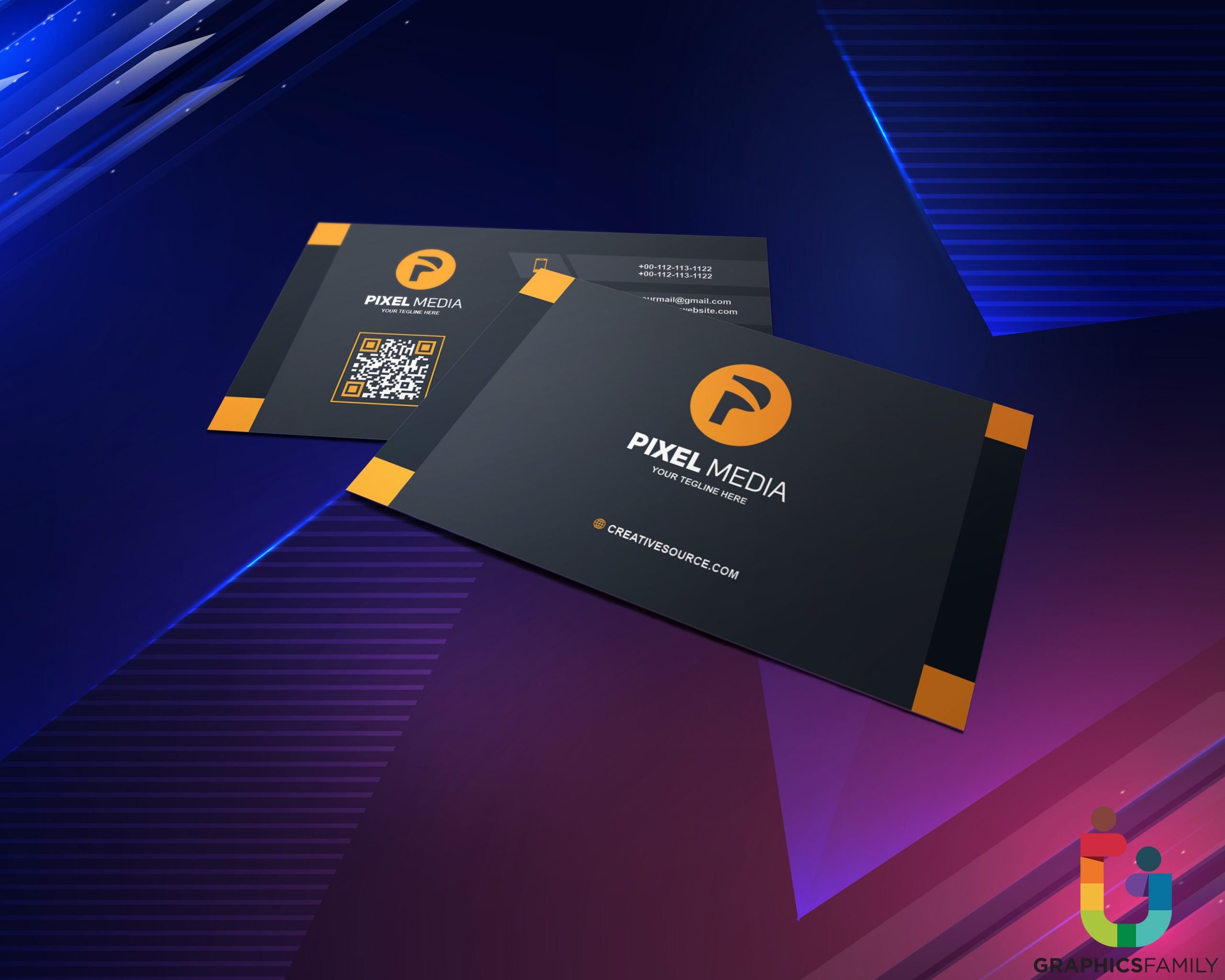Pixel Media Business Card Design – GraphicsFamily