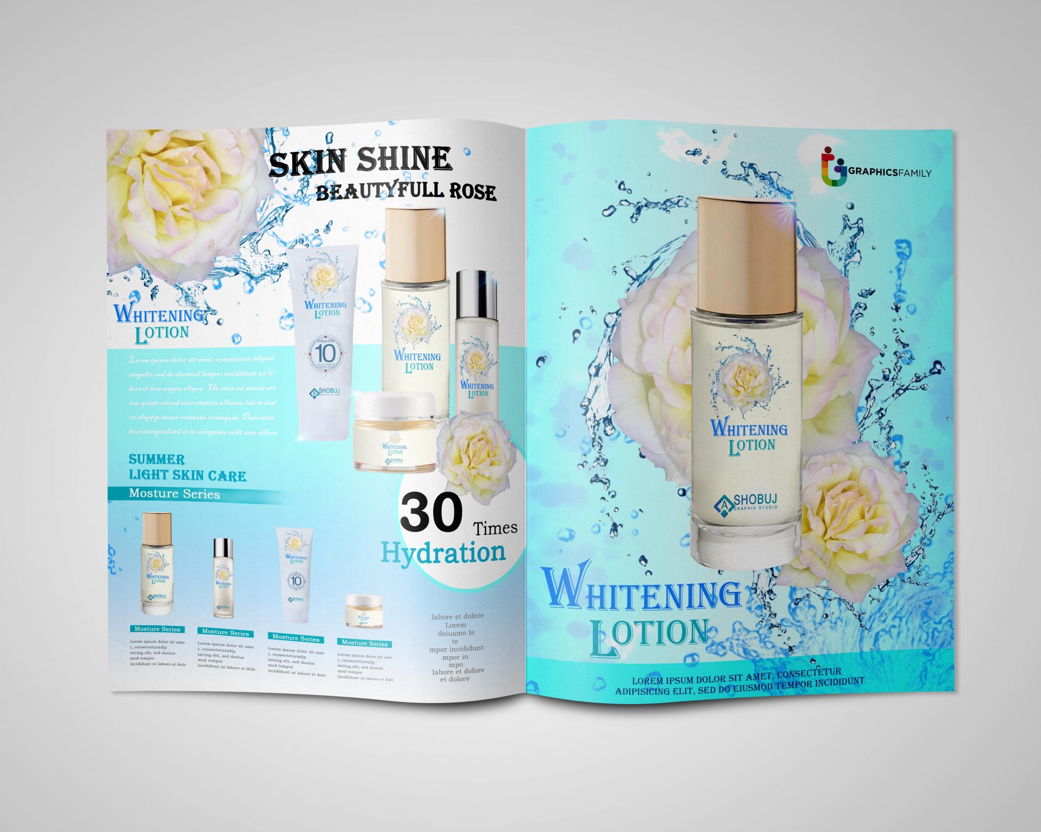 Skin Care Lotion Free PSD Bi Fold Brochure Template – GraphicsFamily