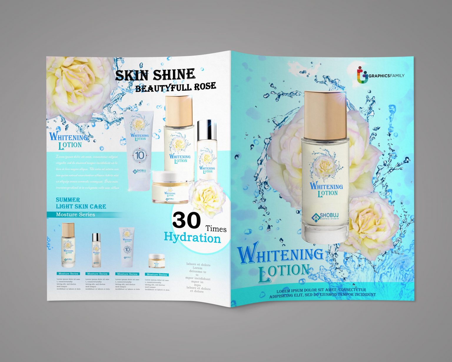 Skin Care Lotion Free PSD Bi Fold Brochure Template – GraphicsFamily