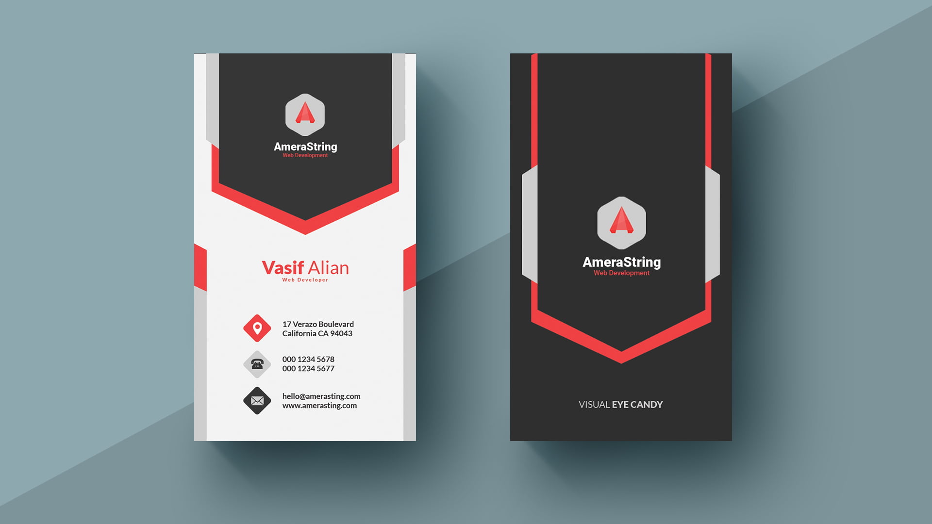 Vertical Corporate Business Card Template – GraphicsFamily
