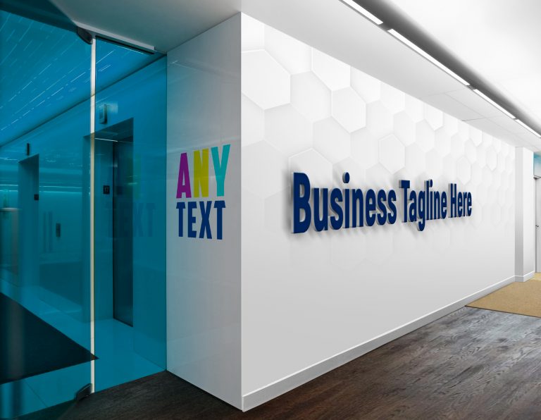 3D Wall Logo and Slogan Mockup – GraphicsFamily