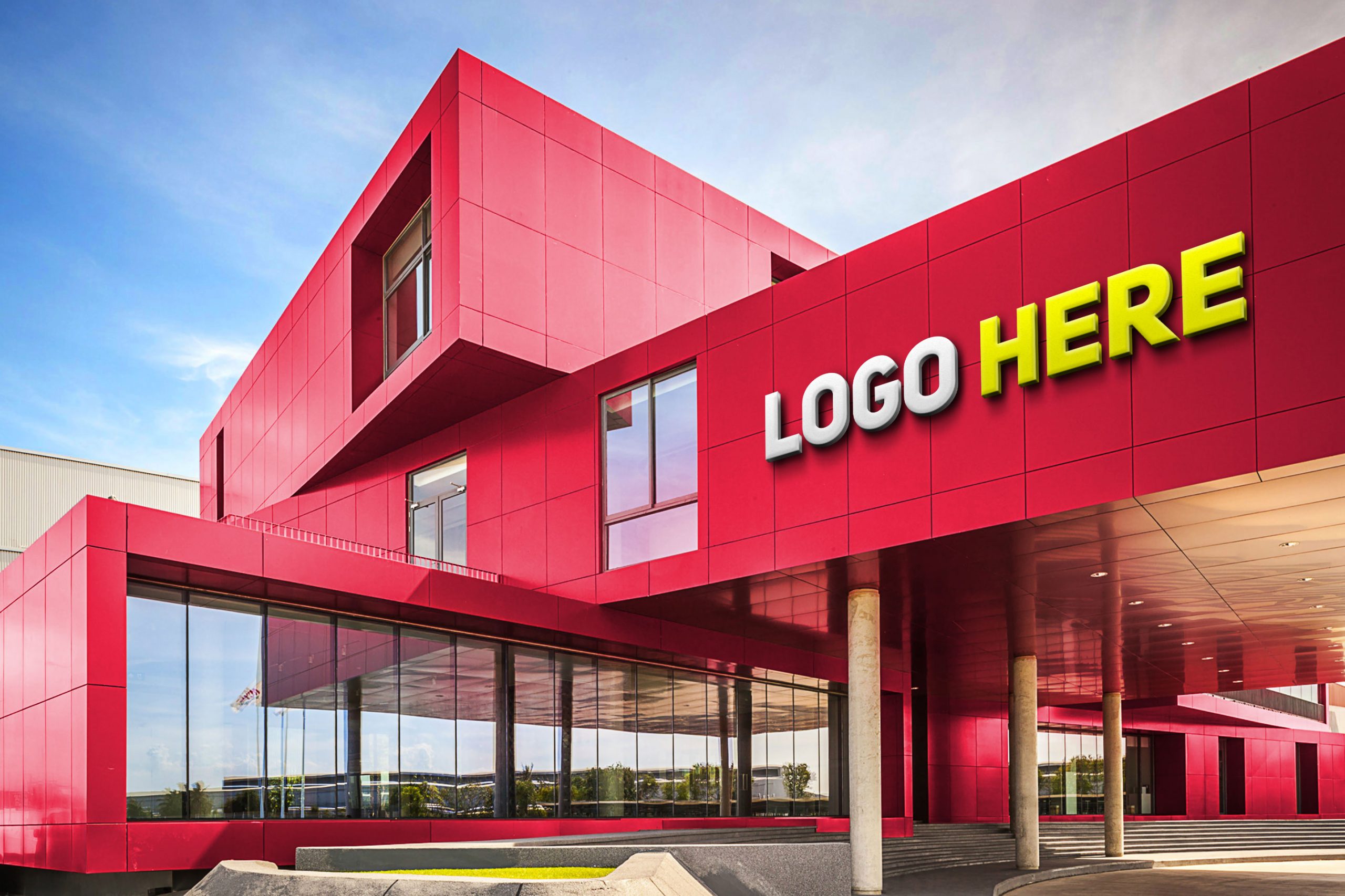 Studio Building Logo Mockup GraphicsFamily